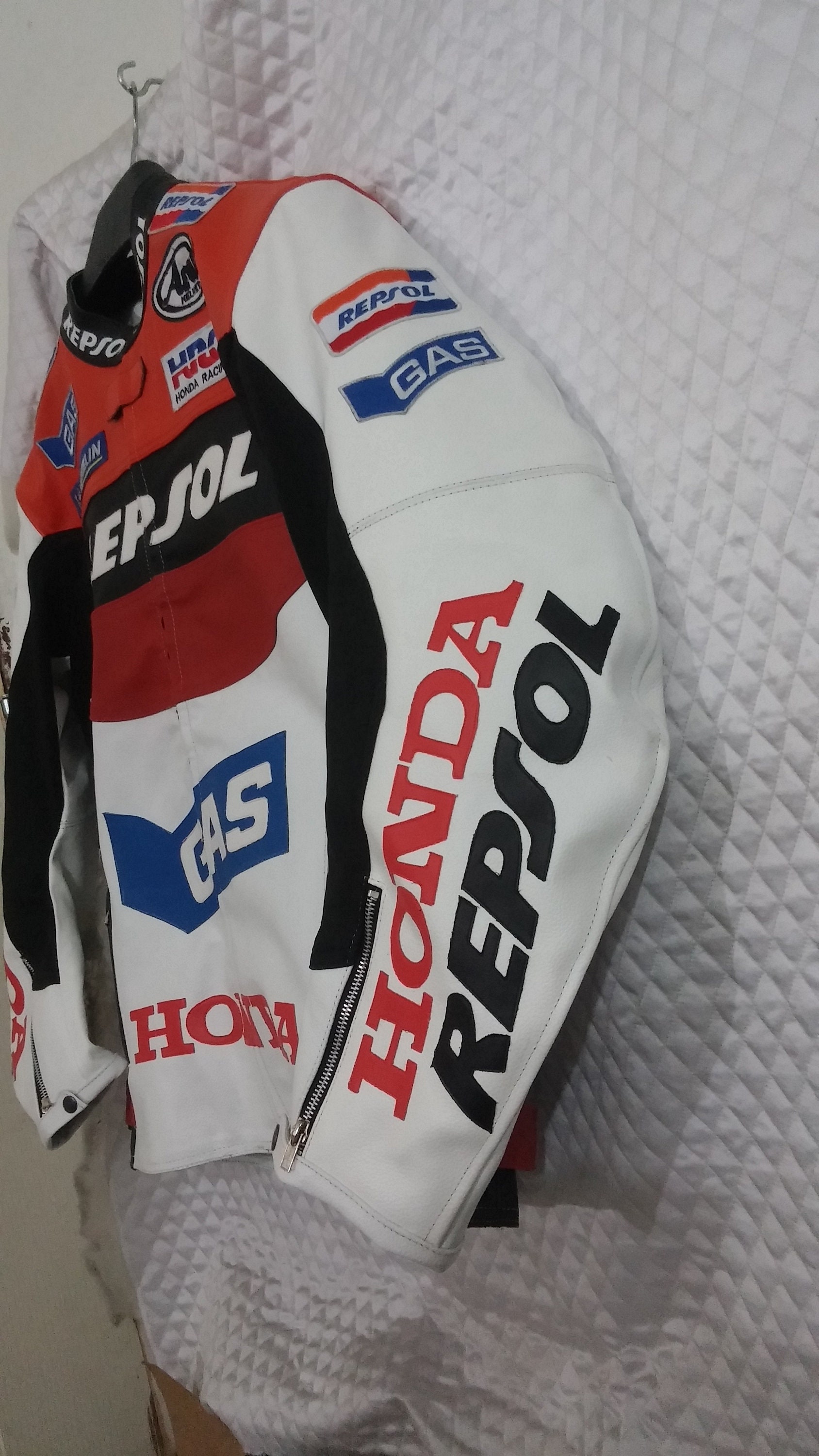 Men HONDA Motorbike Racing Leather Jacket Red & White Available All ...