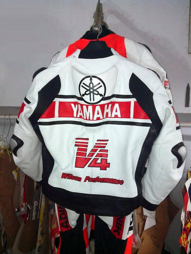 YAMAHA Men Motorbike Racing Leather Jacket Red & White - Etsy