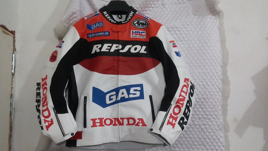 Men HONDA Motorbike Racing Leather Jacket Red & White Available All ...