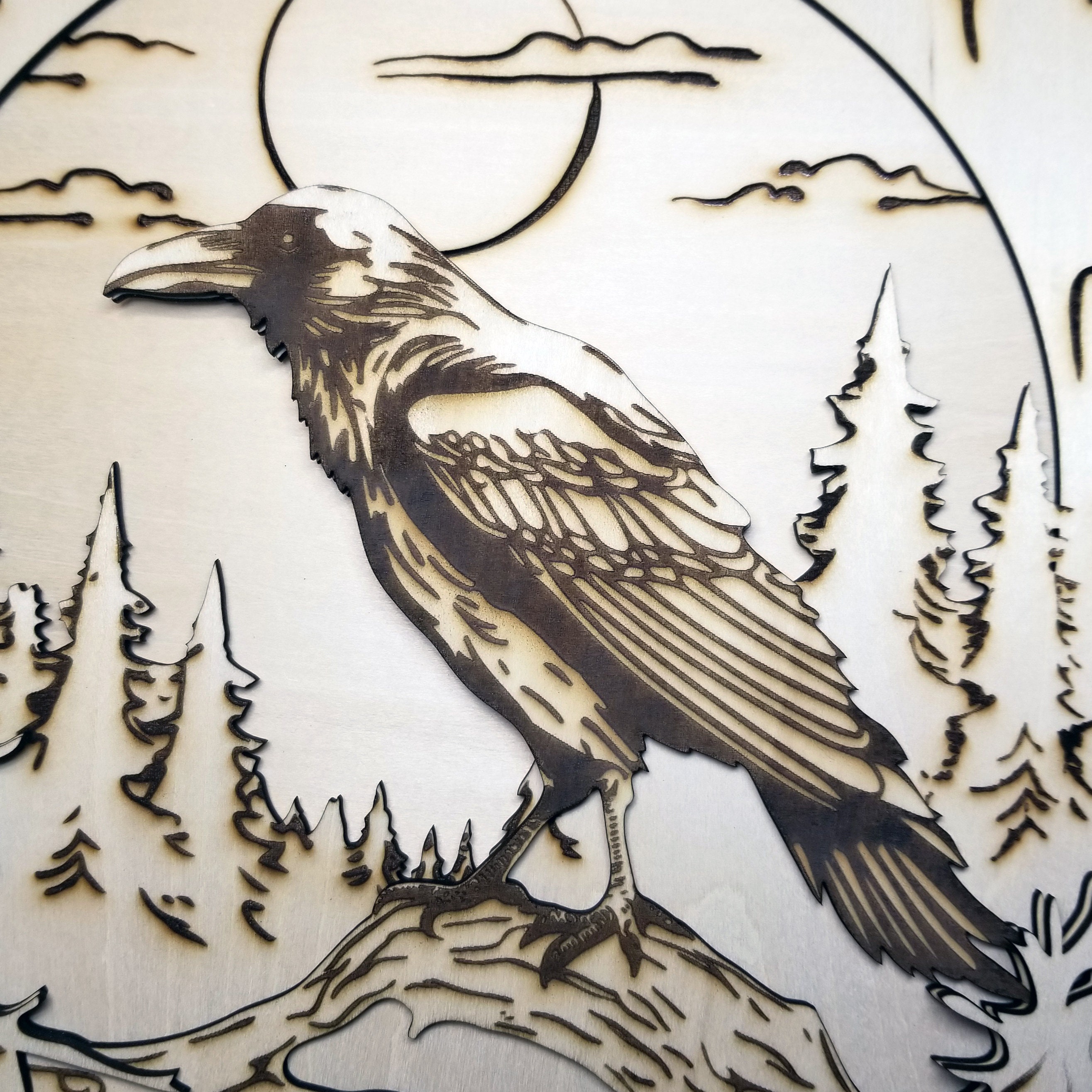 Raven 5 Layer Art Piece | SVG Laser Cut Digital Vector File - Etsy