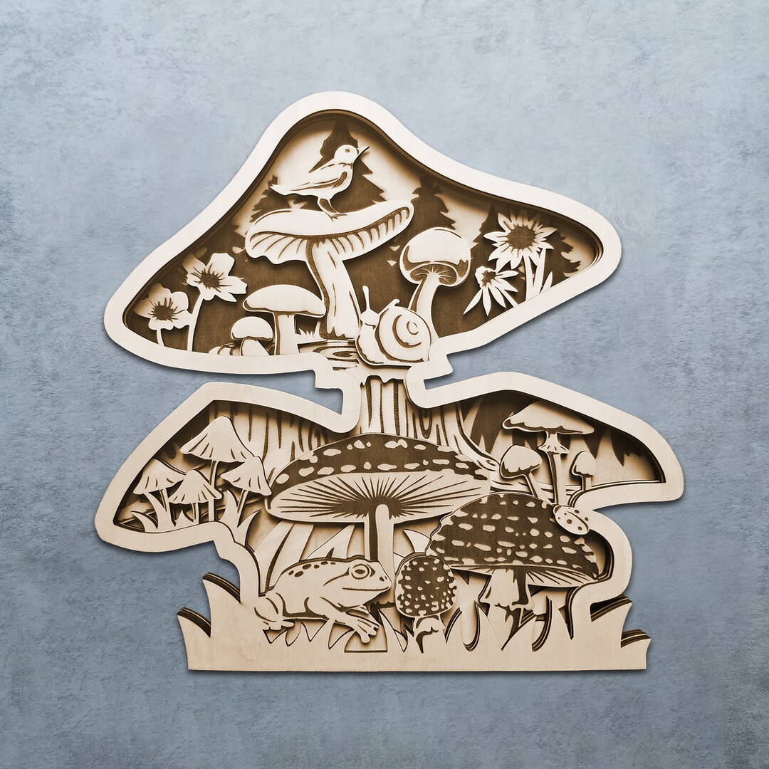 Mushroom 5 Layer Art Piece | SVG Laser Cut Digital Vector File - Etsy