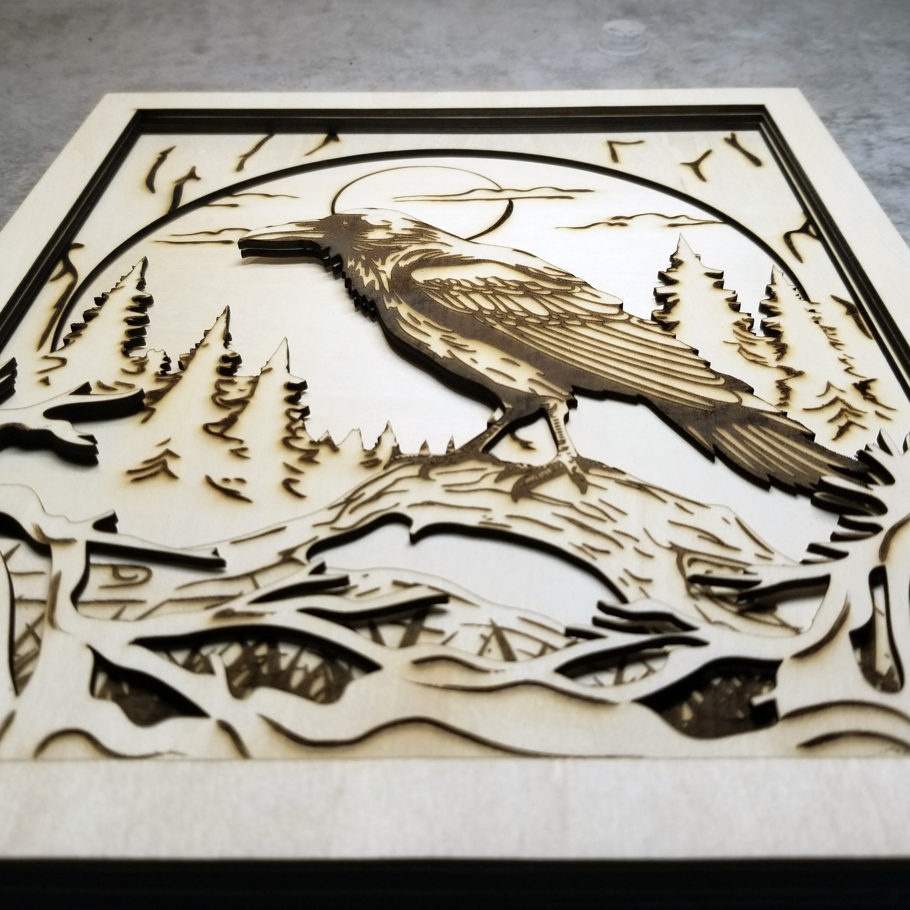 Raven 5 Layer Art Piece | SVG Laser Cut Digital Vector File - Etsy