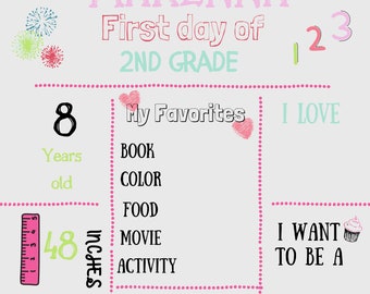 Editable Pink First Day of School Chalkboard Sign, Reusable First Day ...