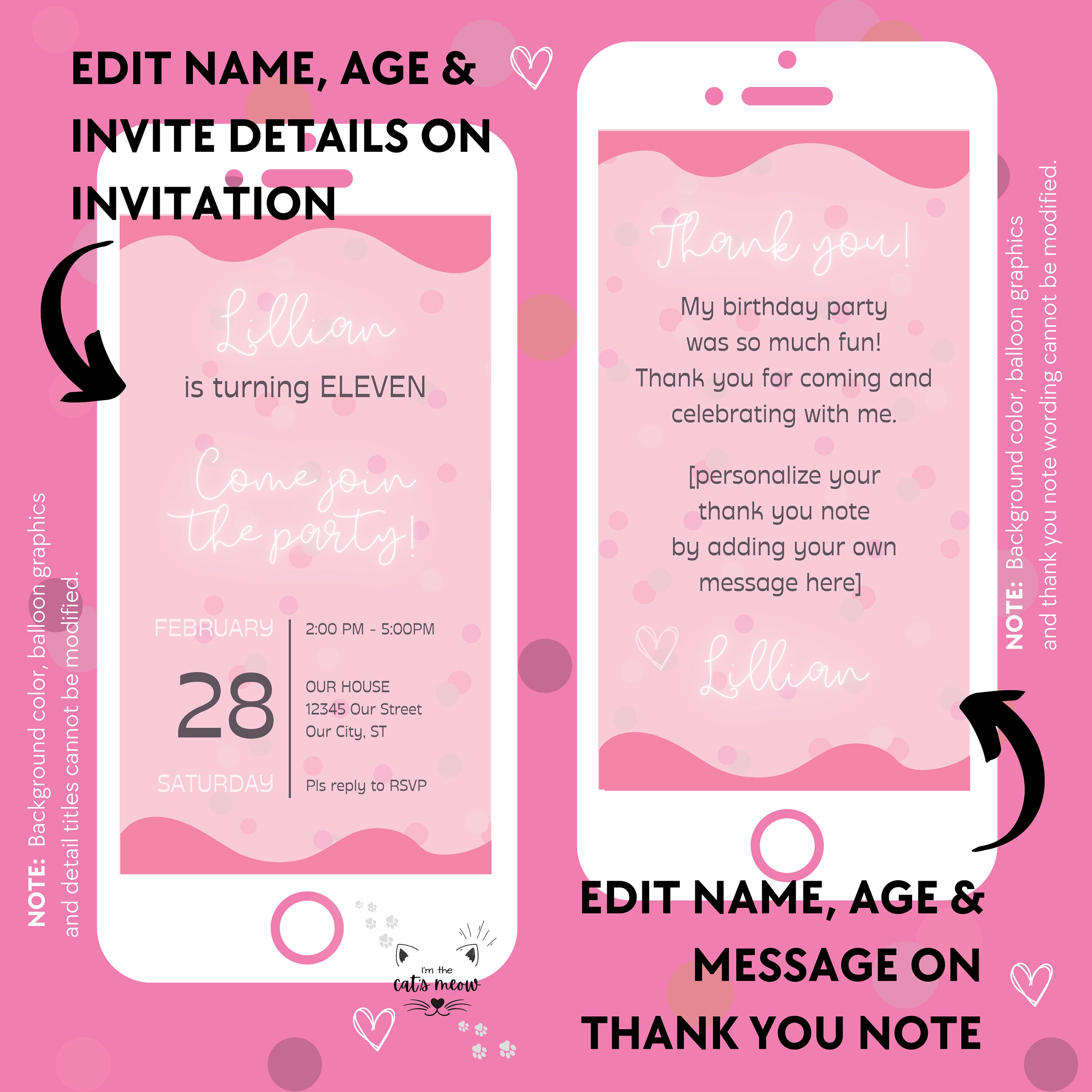 DIGITAL Invitation / Pink Phone Invite / Teen Birthday Invitation ...