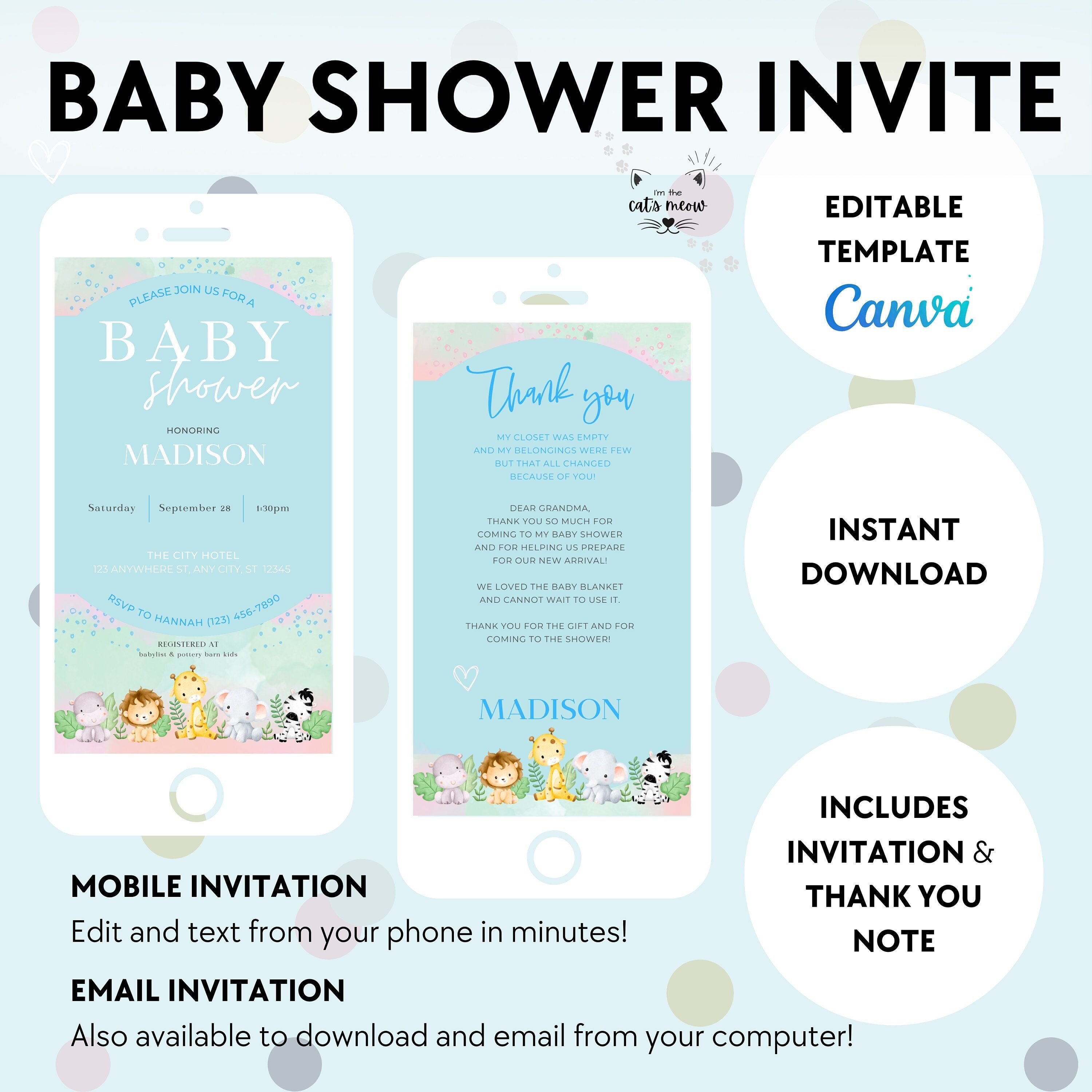 DIGITAL Invitation, Baby Shower Invitation, It's a Boy, Editable ...
