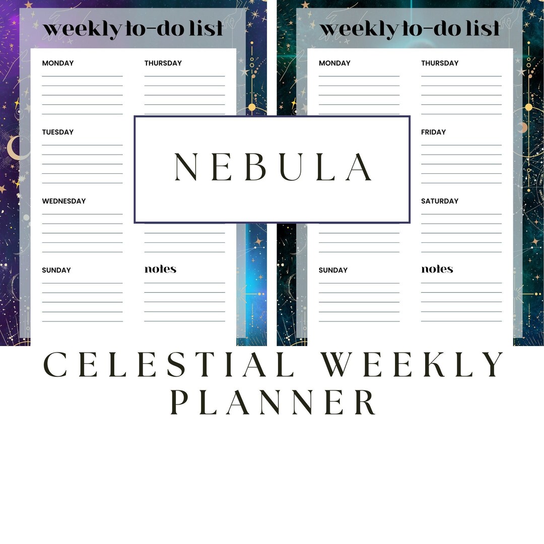 Nebula Celestial Weekly Planner Digital Downloadable Printable - Etsy