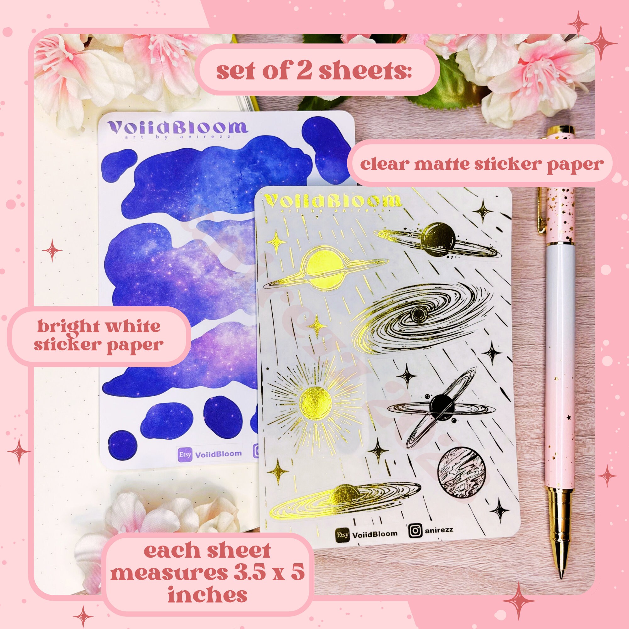 Celestial Gold Foil Sticker Sheets Stickers for Journals, Planners ...