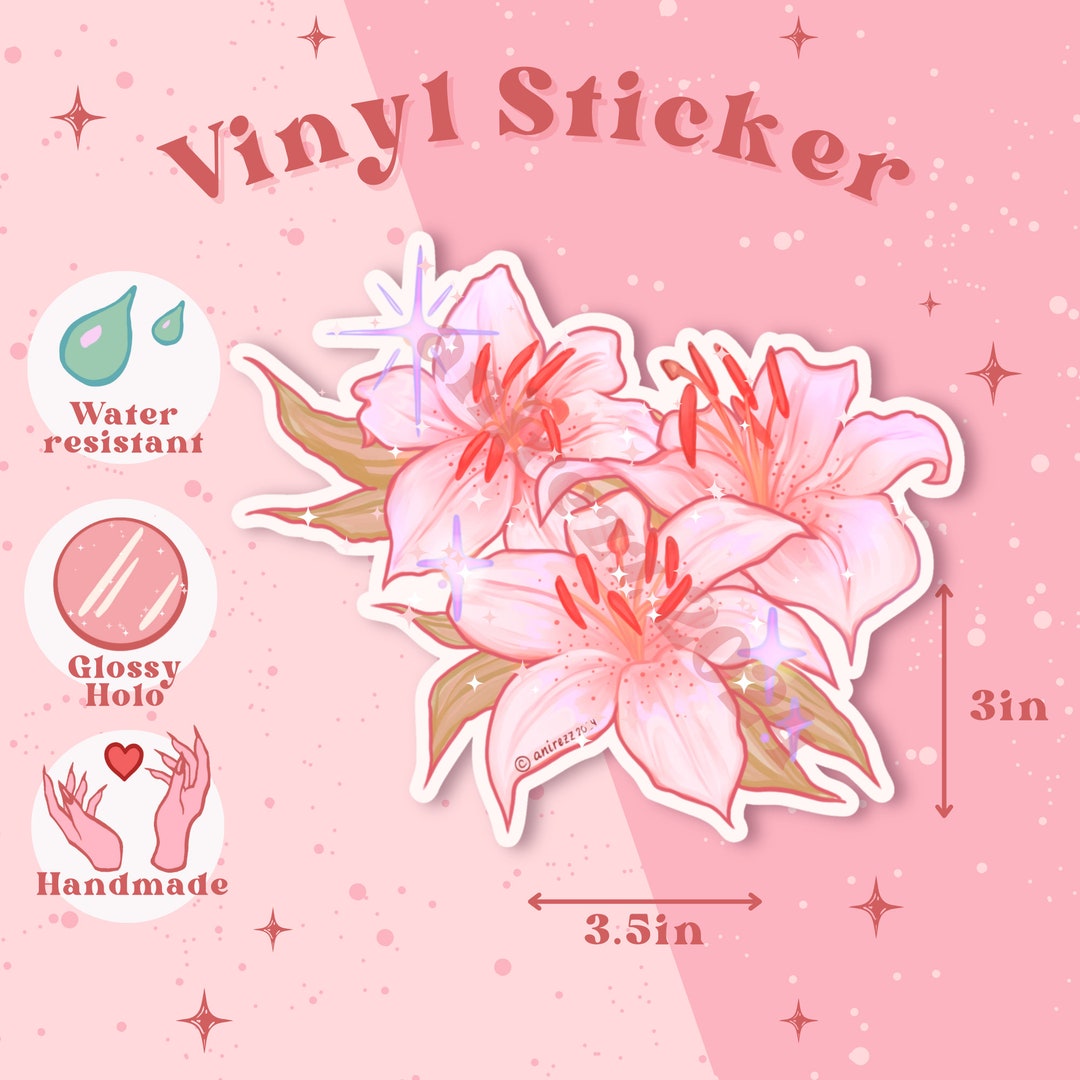 Star Lilies Floral Vinyl Sticker - Starry Holographic Water-resistant ...