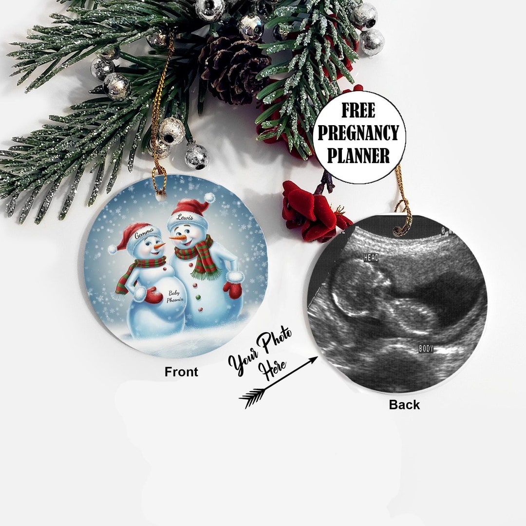Custom Personalized Pregnant Snowman Family 2-sided Expecting Parents ...