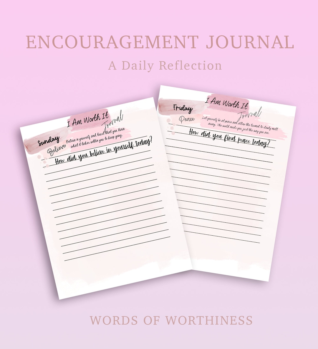 Encouragement Journal, I Am Worth It Printable Journal, Healing Journal ...