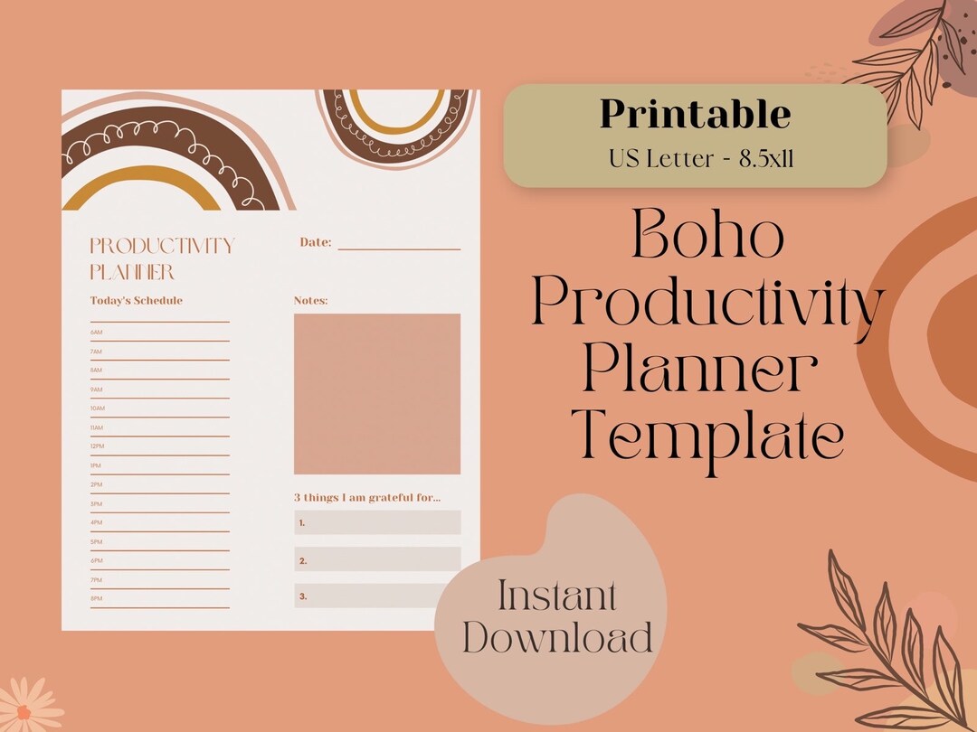 Boho Productivity Planner (printable | Instant Download) - Etsy