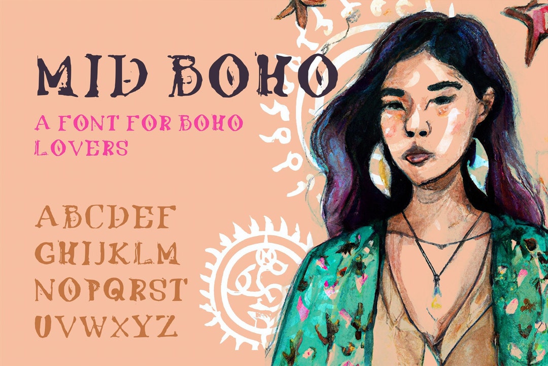 MID BOHO Font (ttf, Otf) Bohemian Art Style Computer Font Schriftart ...