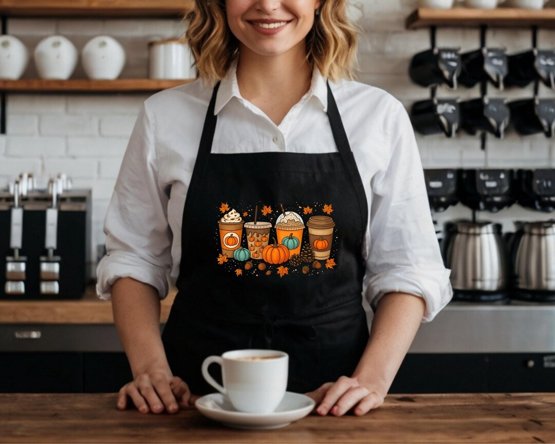 Pumpkin Coffee Apron: Fall Barista Outfit, Thanksgiving Baking - Etsy
