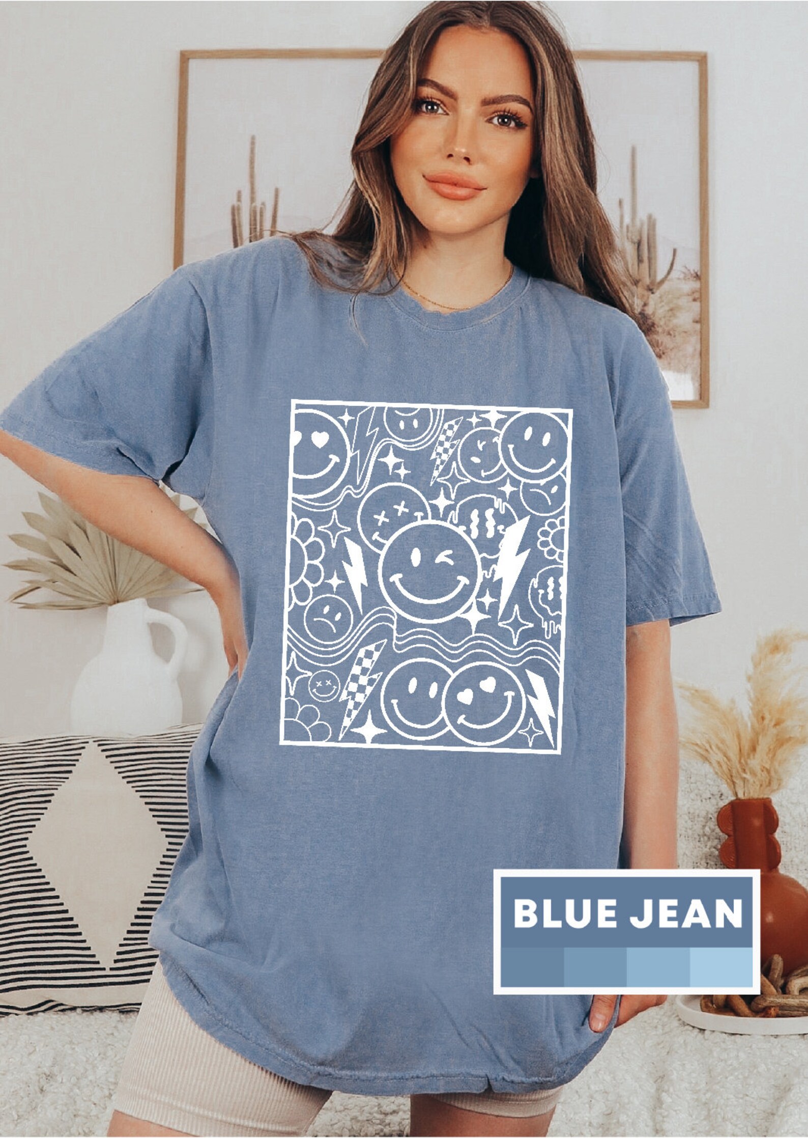 Emojis Comfort Colors T-shirt Smiley Face Tee Happy Face - Etsy