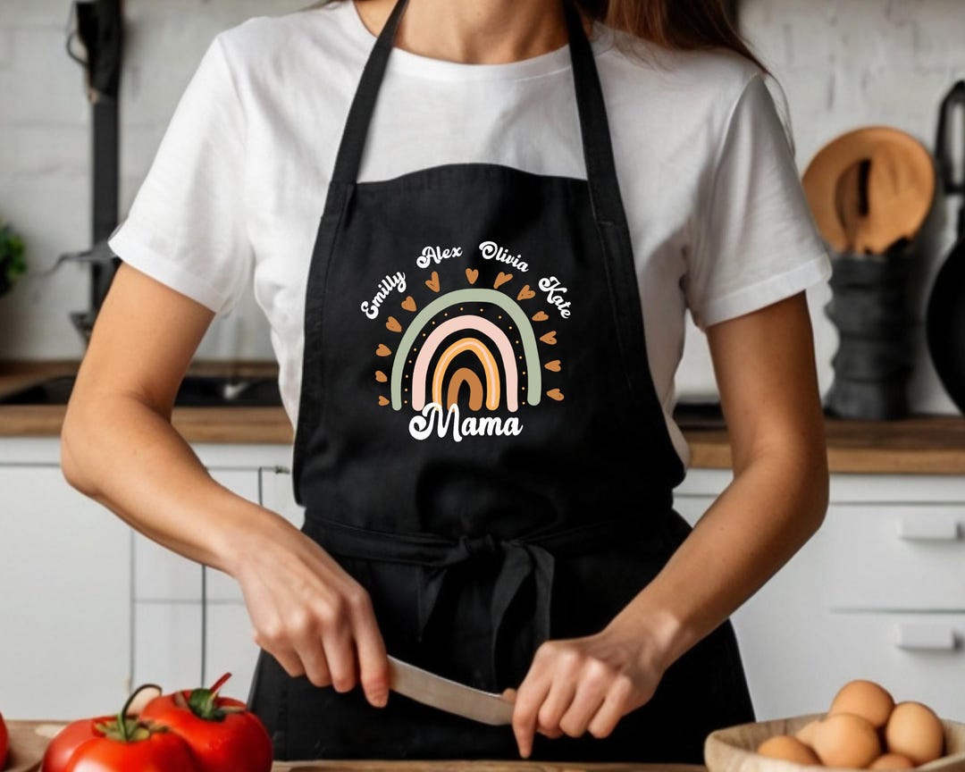 Custom Children's Name Mama Apron, Rainbow Boho Mama Apron, Mother's ...