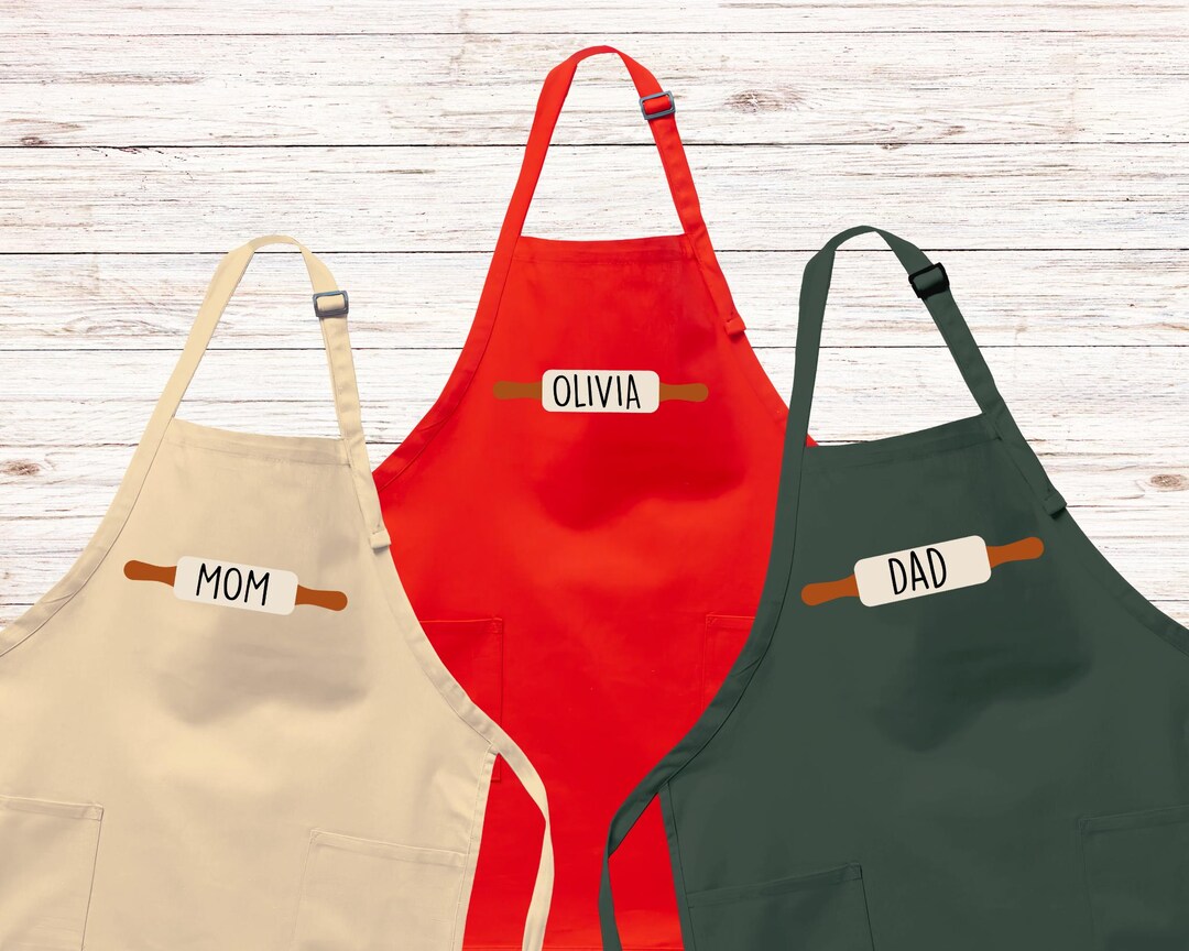 Custom Roller Name Apron, Family Custom Apron, Bundle Family Kitchen ...