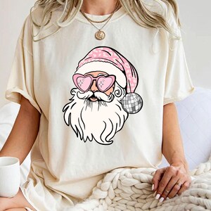 Disco Santa Shirt, Pink Santa Shirt, Preppy Christmas T-shirt, Funny ...
