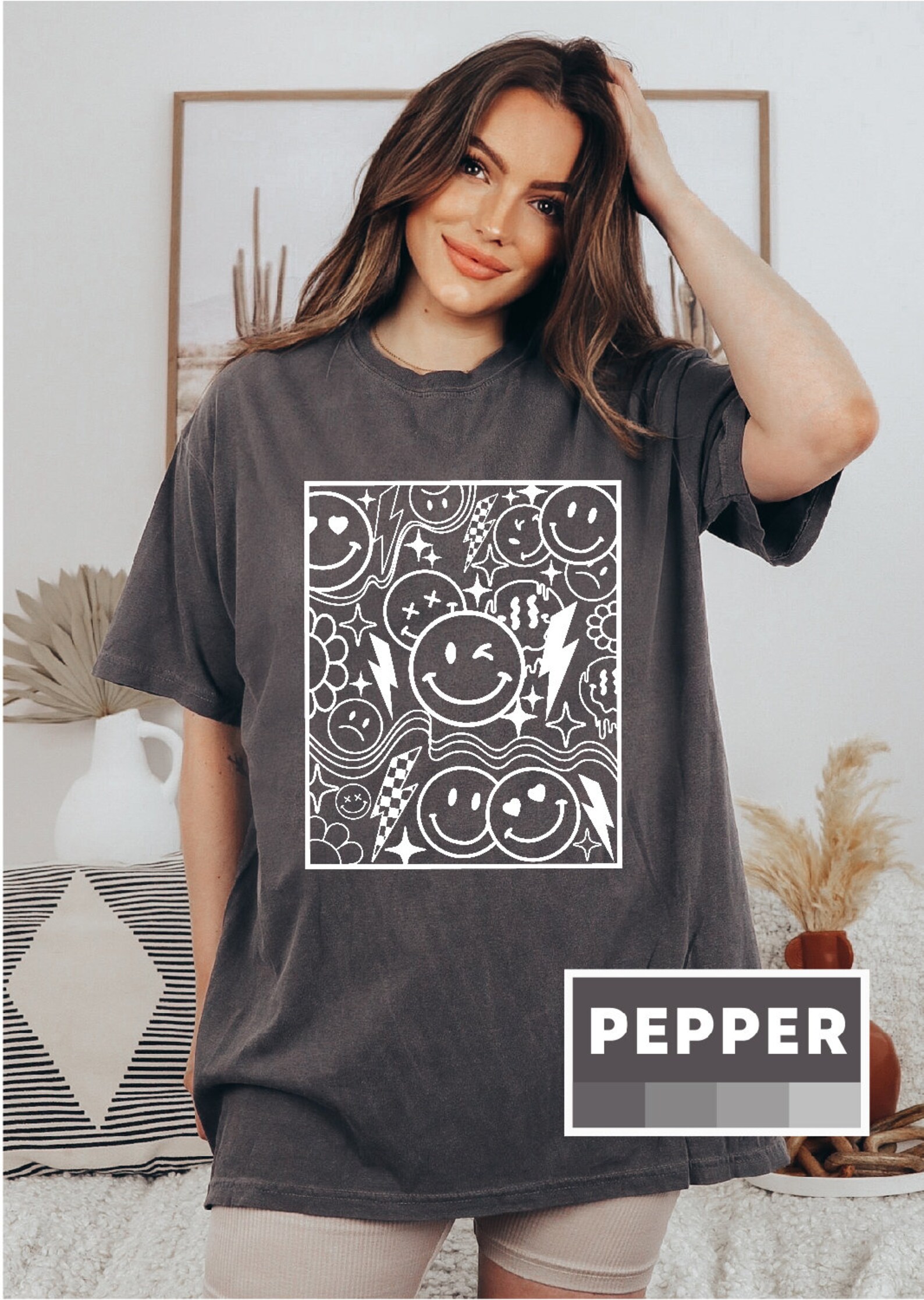 Emojis Comfort Colors T-shirt Smiley Face Tee Happy Face - Etsy