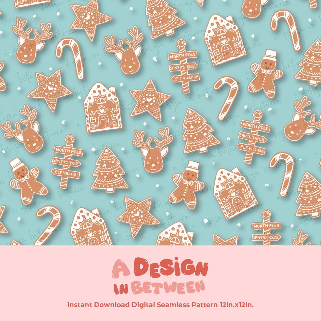 A Gingerbread Christmas Seamless Pattern Design Digital Download File ...