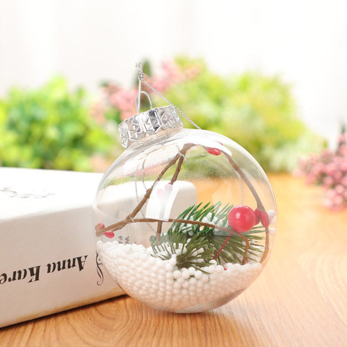 Clear Christmas Ball Ornament With Decorative Craft Elements Inside ...
