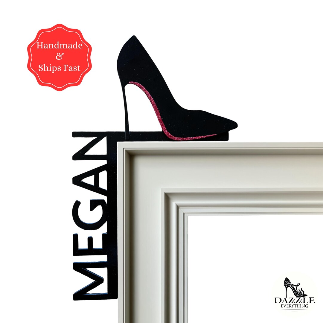 Personalized Red Bottom High Heel Door Topper, Custom Name Sign ...