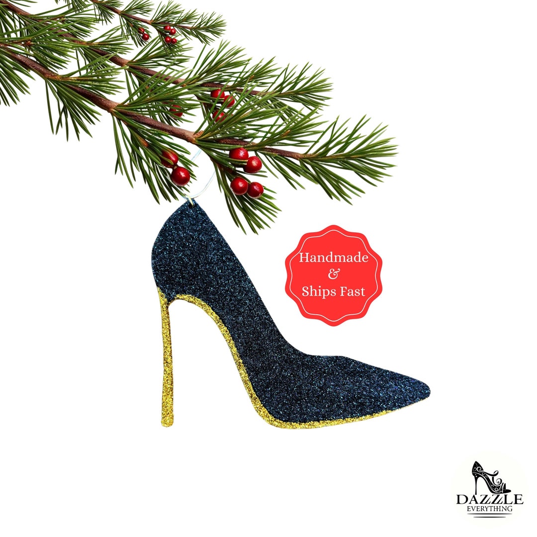 High Heel Christmas Ornament, Glitter Gold Bottom Heels, Fashionista ...