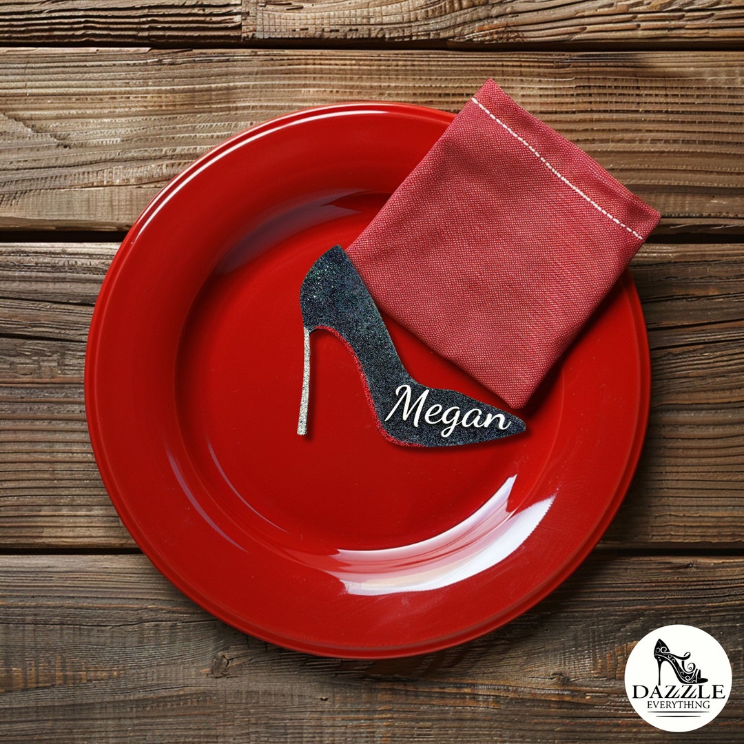 Formal Dinner Wedding Name Card, Custom High Heel Place Setting ...