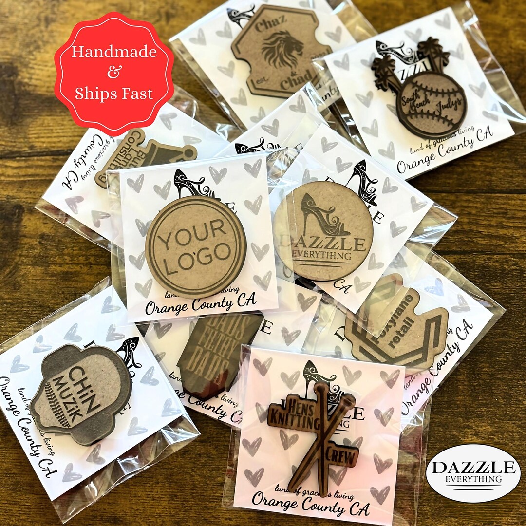 Custom Logo Pins, Retro Style Wooden Pin, Personalized Laser-cut ...