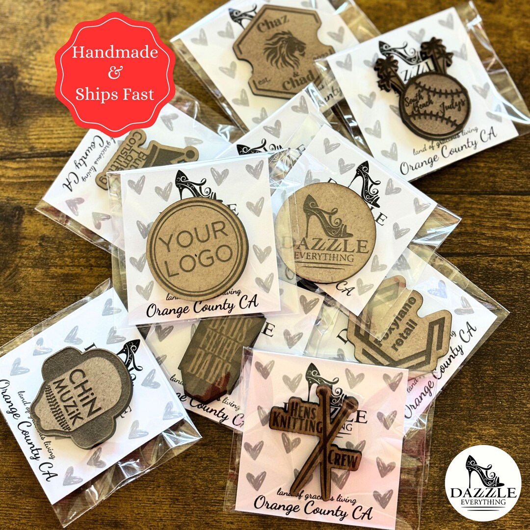 Custom Logo Pins, Retro Style Wooden Pin, Personalized Laser-cut ...