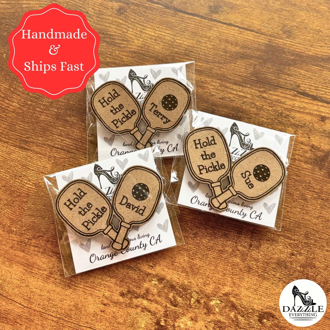 Engraved Wooden Pickleball Paddle Pins, Personalized Pins, Pickle Ball ...