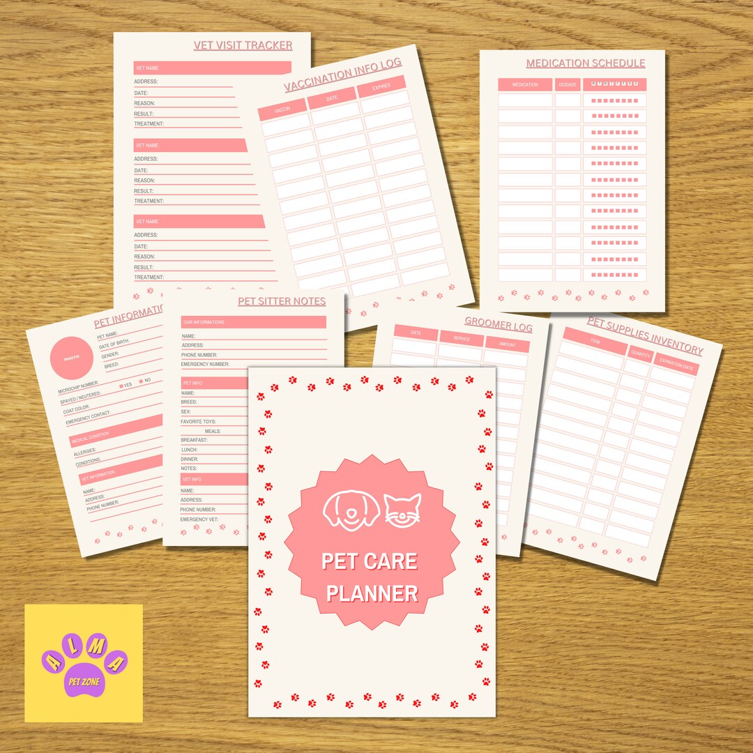 Pet Care Planner Printable Pet Planner Printable Pet Information Pet ...