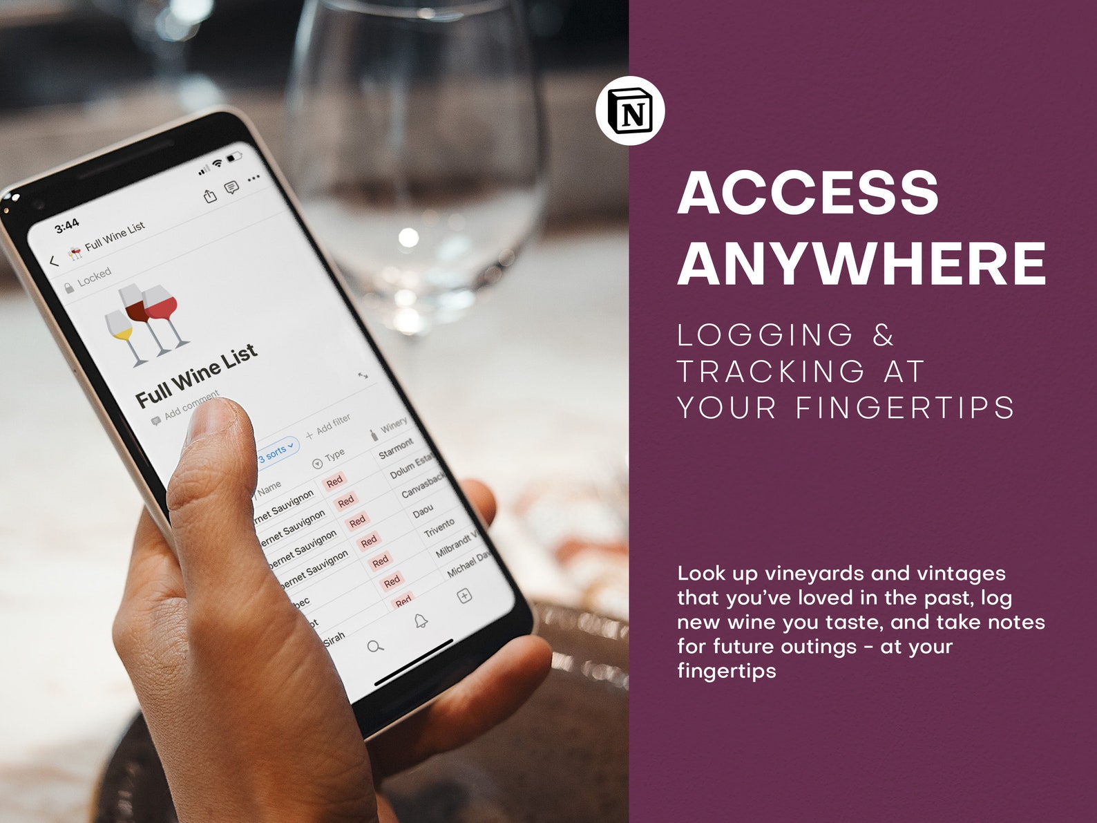 Wine Journal Notion Template Aesthetic, Wine Cellar Inventory Tracking ...