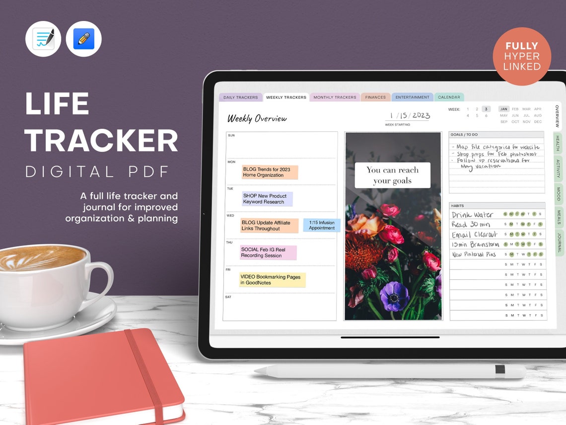 Digital Life Habit Tracker All in One Hyperlinked Health - Etsy