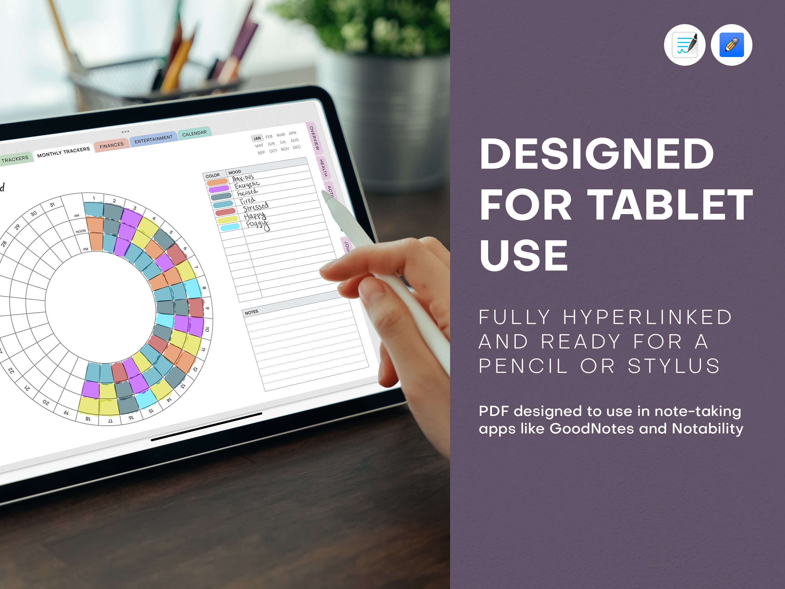 Digital Life Habit Tracker All in One Hyperlinked Health, Activity ...