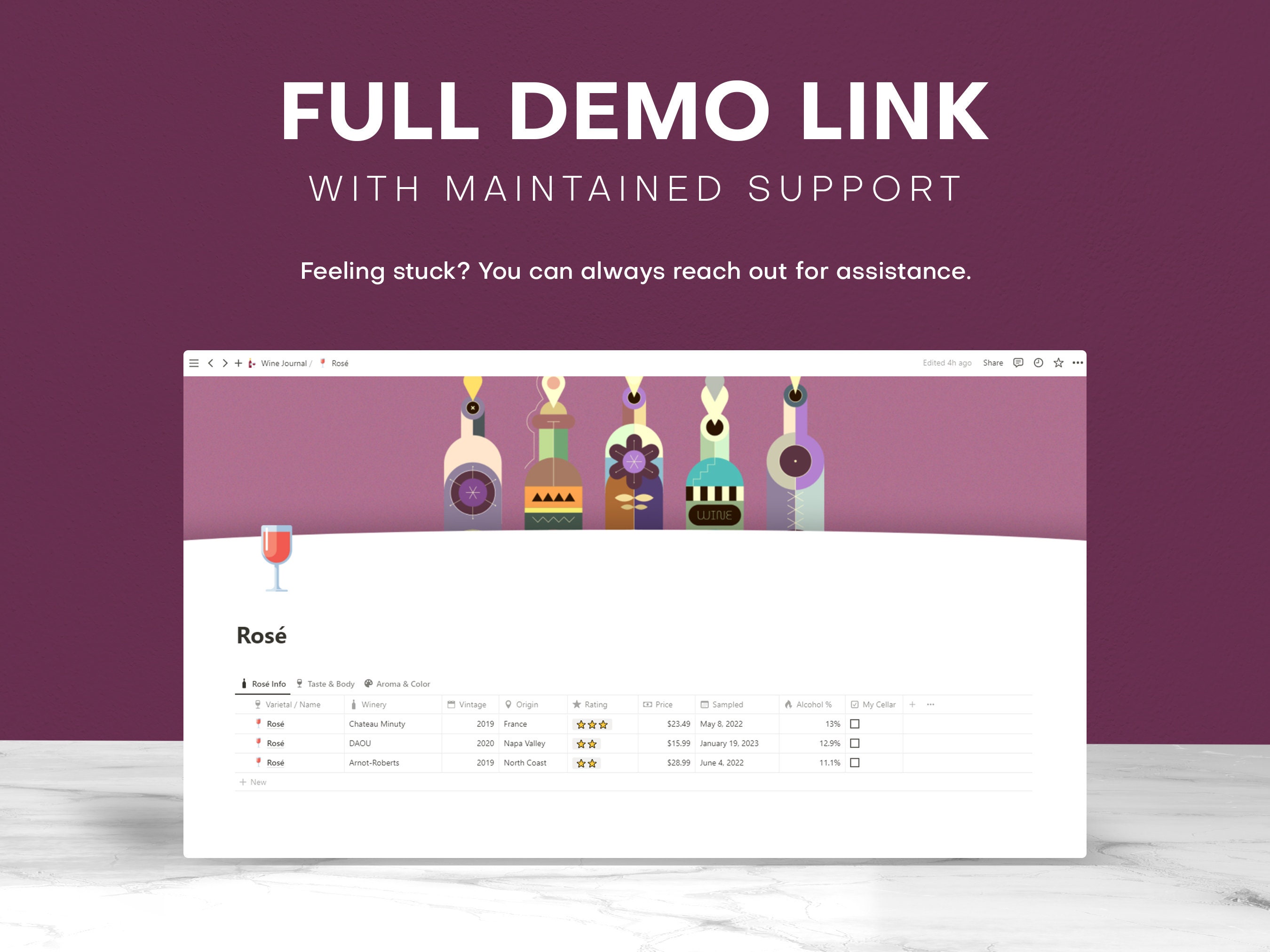 Wine Journal Notion Template Aesthetic, Wine Cellar Inventory Tracking ...