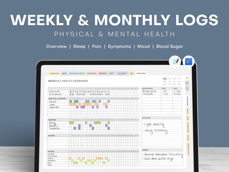 Digital Medical Binder, Chronic Illness Tracker, Minimalist Undated ...