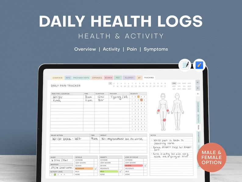 Digital Medical Binder, Chronic Illness Tracker, Minimalist Undated ...