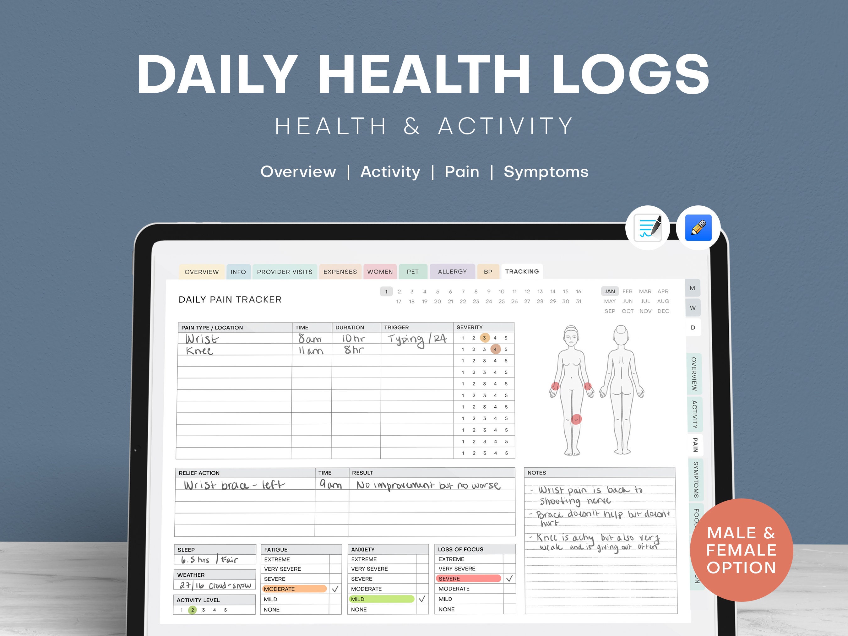 Digital Medical Binder, Chronic Illness Tracker, Minimalist Undated ...