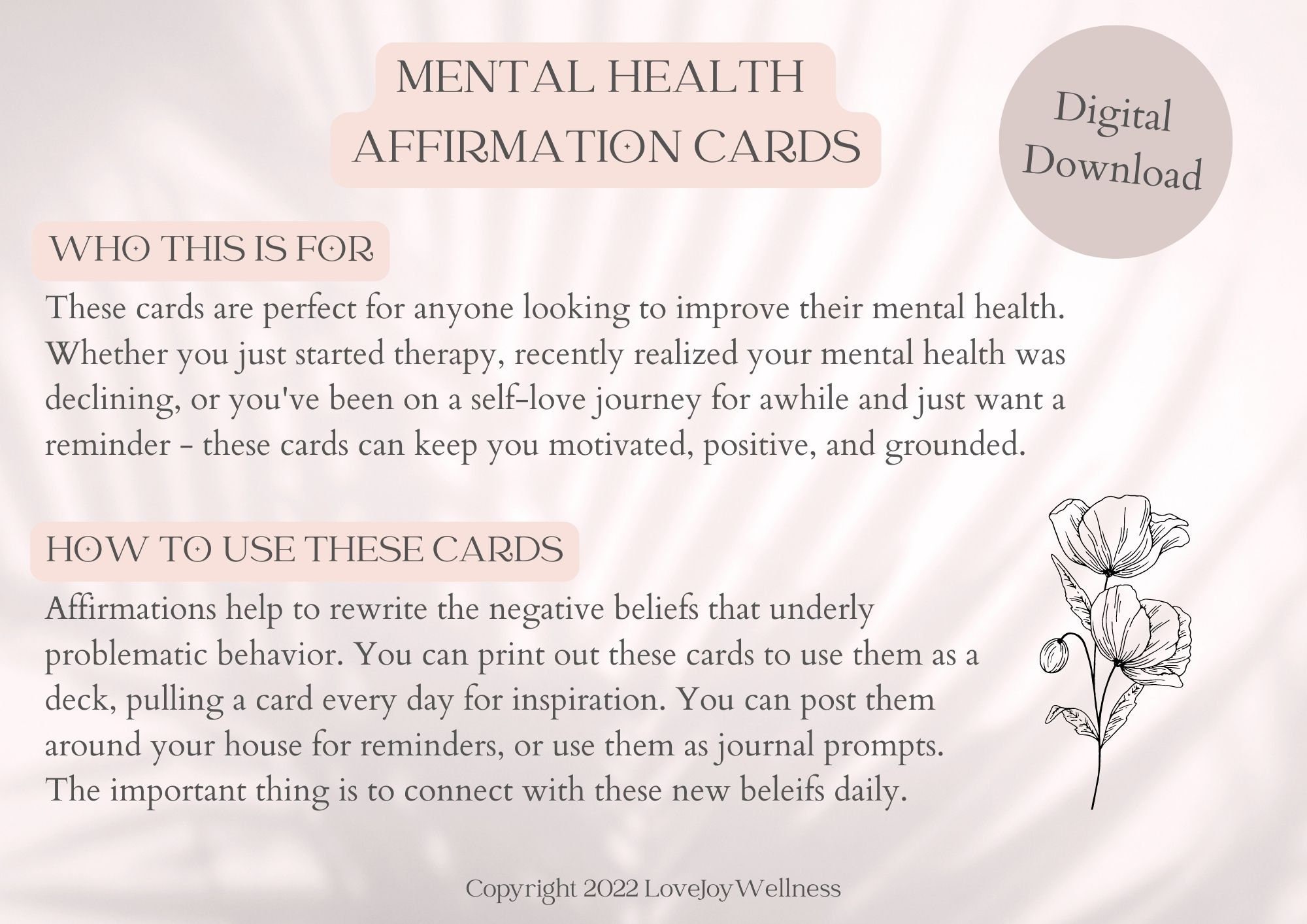 Mental Health Affirmation Cards, Printable, Motivational Cards, Self ...