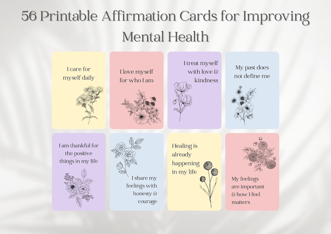 Mental Health Affirmation Cards, Printable, Motivational Cards, Self ...
