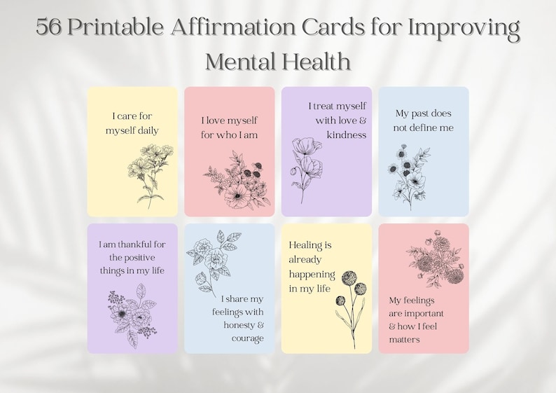 Mental Health Affirmation Cards, Printable, Motivational Cards, Self ...