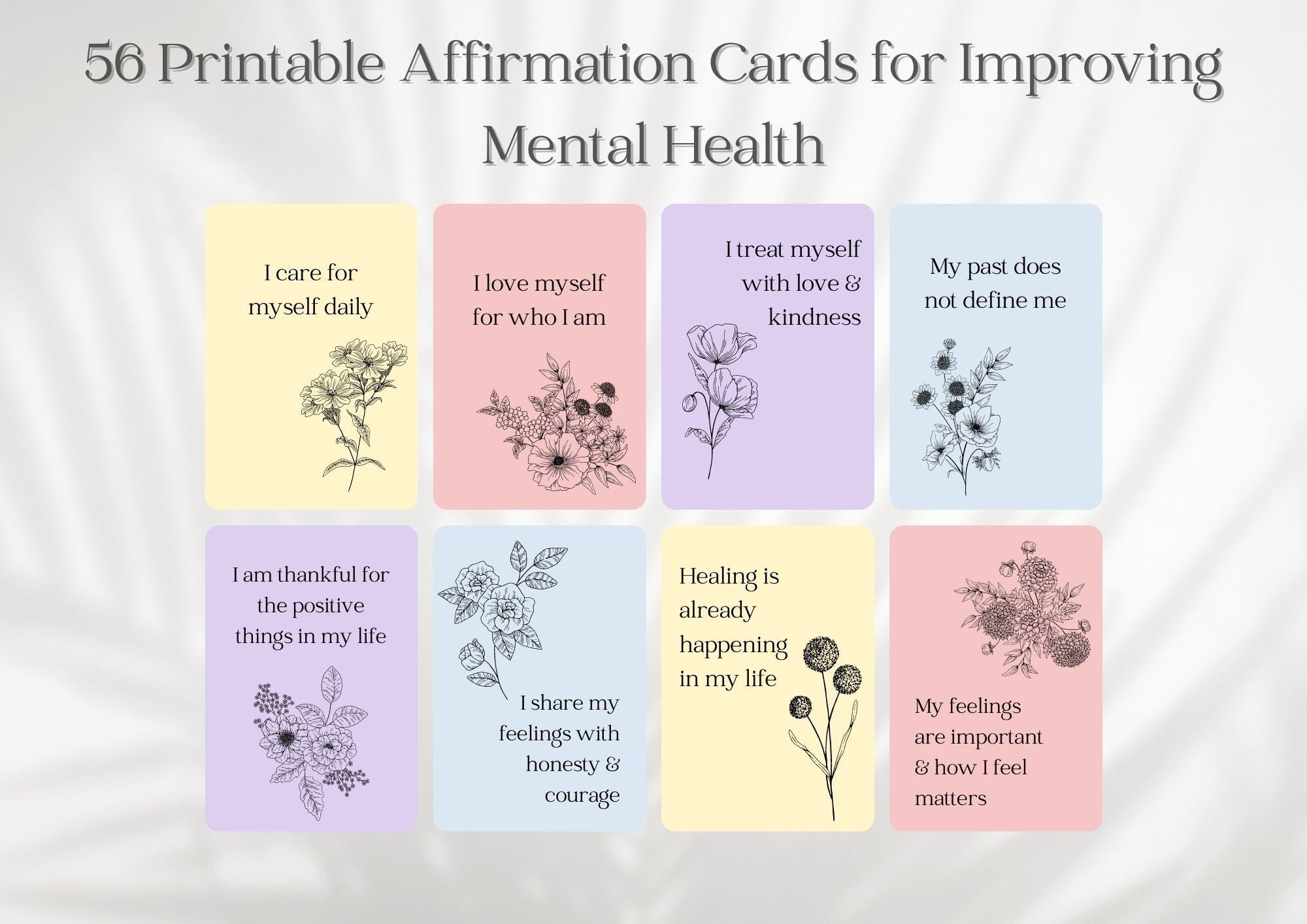 Mental Health Affirmation Cards, Printable, Motivational Cards, Self ...