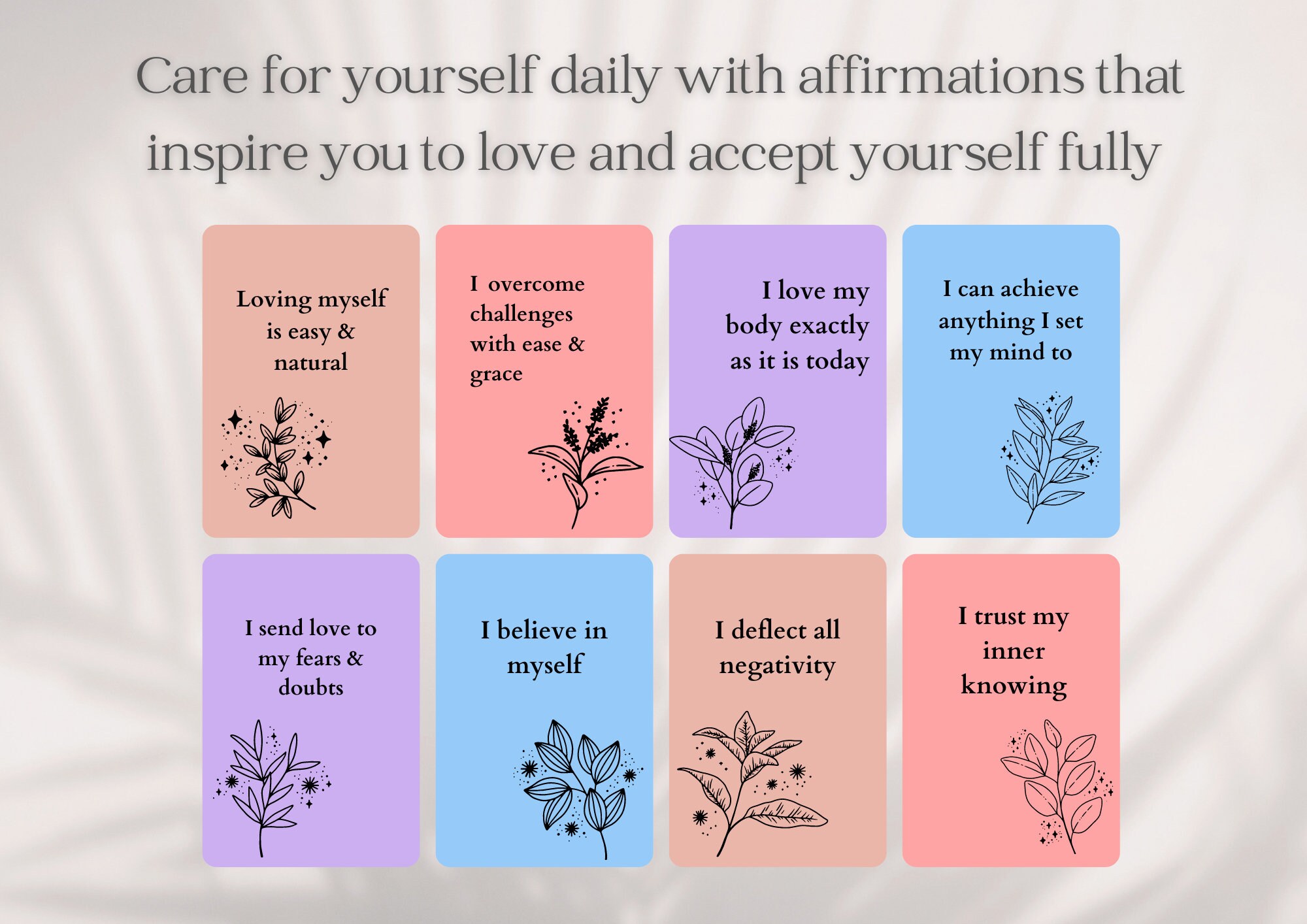 Self Love Affirmation Cards, Printable, Motivational Cards, Self Care ...