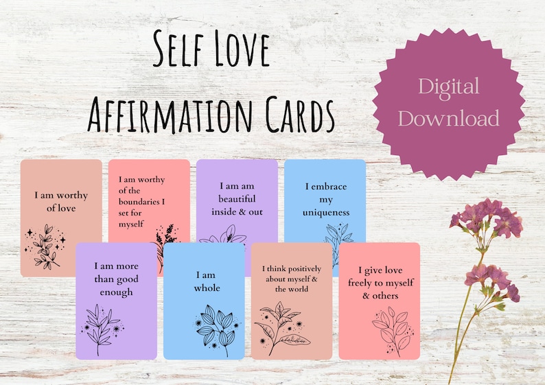 Self Love Affirmation Cards, Printable, Motivational Cards, Self Care ...