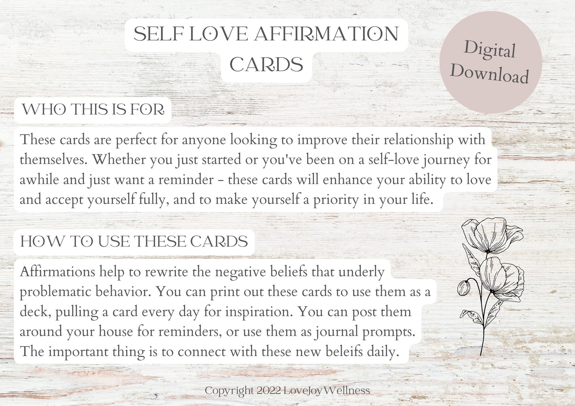 Self Love Affirmation Cards, Printable, Motivational Cards, Self Care ...