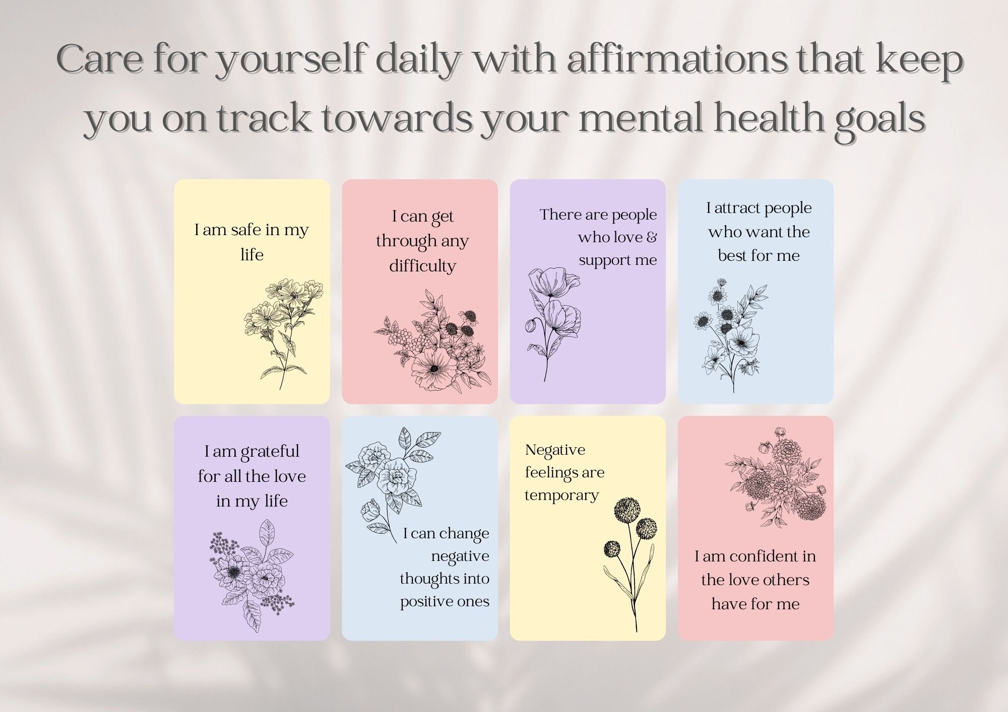 Mental Health Affirmation Cards, Printable, Motivational Cards, Self ...