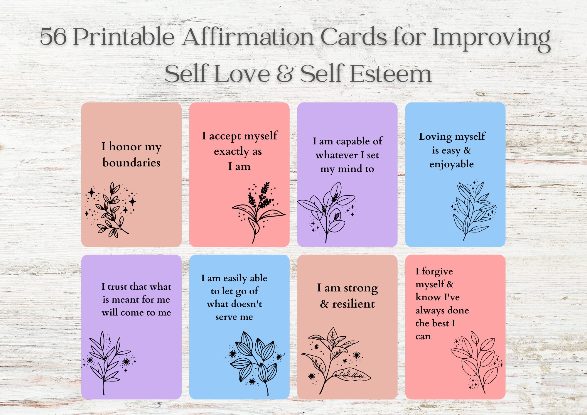 Self Love Affirmation Cards Printable Motivational Cards Self Care