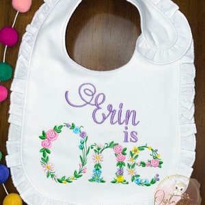 Personalized Girl First Birthday Bib/first Birthday Floral Bib/1st ...