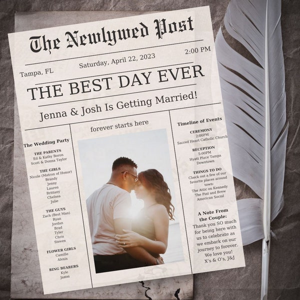 Newspaper Wedding Invitation - Etsy