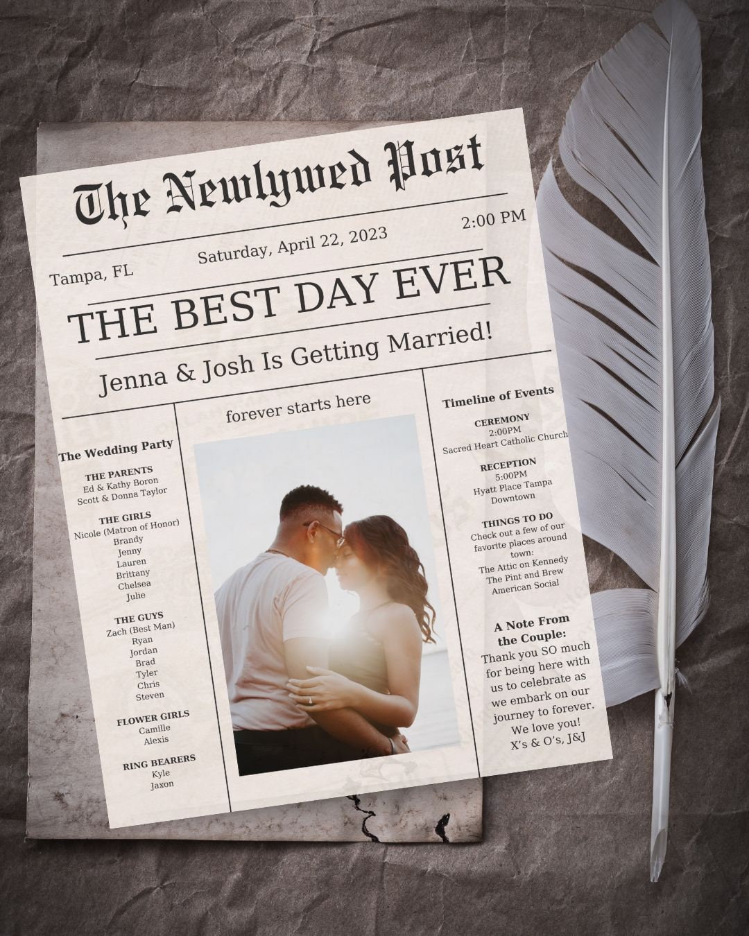 Editable Vintage Newspaper Wedding Invitation - Etsy